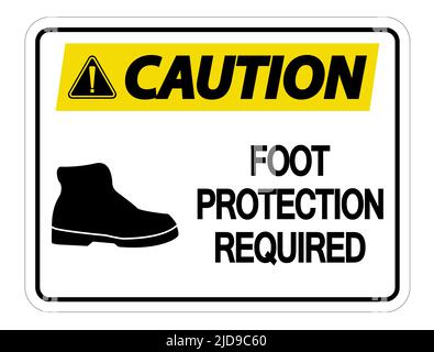 Caution Foot Protection Required Wall Symbol Sign Isolate on ...