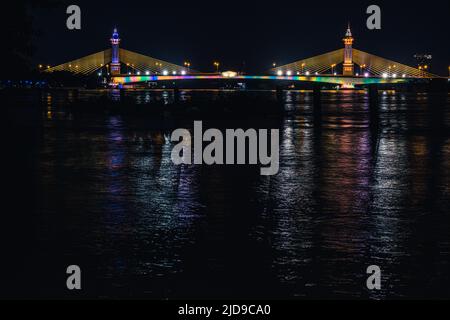 Suspension tensile structure Bridge Lighting Colorful and Bewitching ...