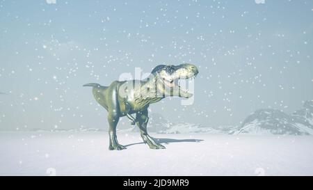 Dinosaur in the snow. Extremely detailed and realistic high resolution ...