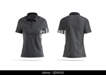 Blank black women polo shirt mockup, dark background Stock Photo - Alamy