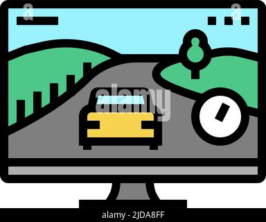 racing simulator cockpit line icon vector illustration Stock Vector ...