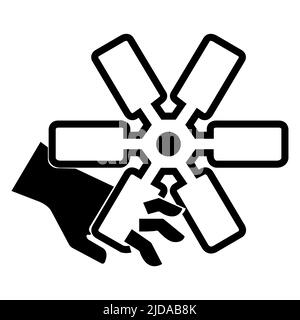 Caution Cutting of Fingers Rotating Blade Symbol Sign On White ...