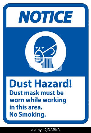Notice No Smoking Sign Dust Hazard Dust Mask Must Be Worn While Working ...