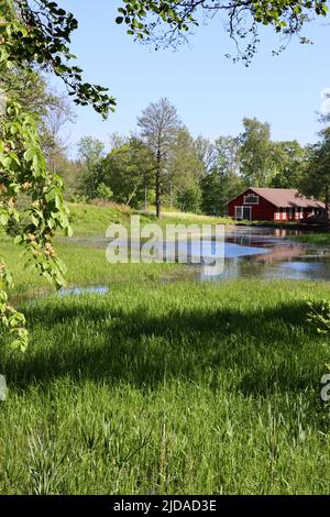 Old wood buildings at Fagervik manor from 1762 in Inkoo, southern ...