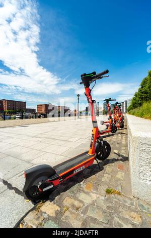 Voi E-scooters in Liverpool, England, UK Stock Photo - Alamy