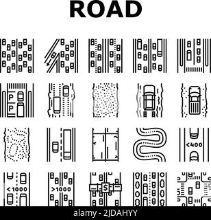 Road Urban And Country Highway Icons hand drawn Stock Vector Image ...