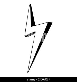 Lighting bolt symbol in doodle style power simple abstract sign ...