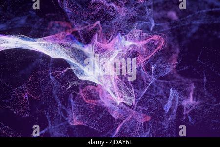 Flowing particles with smoke shape, 3d rendering. Computer digital ...