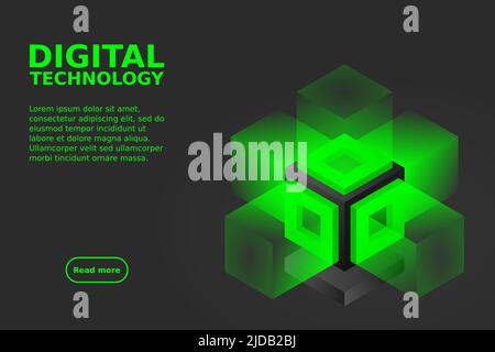 Server. Digital space. Data storage. Data center. Big Date. Conceptual illustration, data flow ...