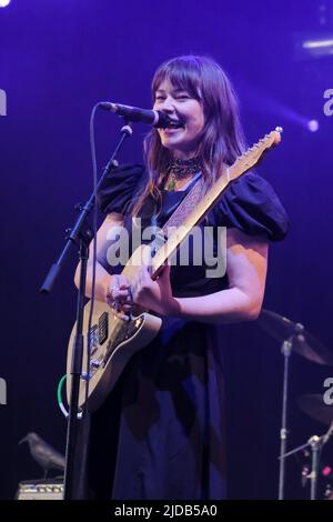 Rhian Teasdale, lead vocalist and rhythm guitarist with British indie ...