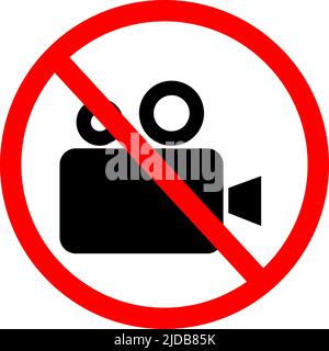 No camera, do not record video sign. Forbidden round sign. illustration ...