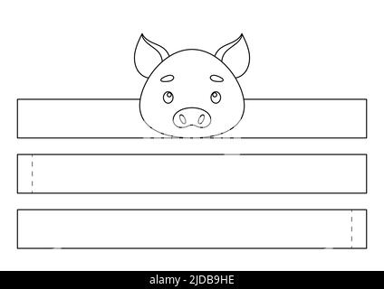 Printable pig paper crown. Diy cut party ribbon template for birthday ...