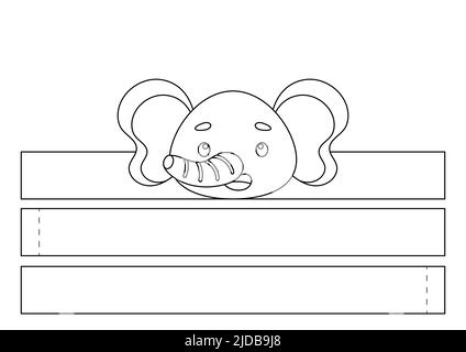 Printable elephant paper crown. Diy cut party ribbon template for ...