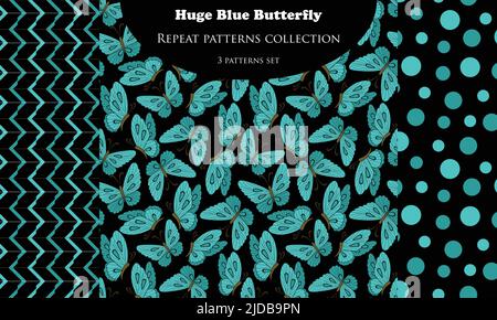 Set of vector wallpapers set of seamless patterns with images of ...