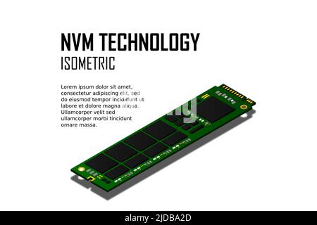 NVME Express M.2 memory realistic 3d isometric illustration, random ...