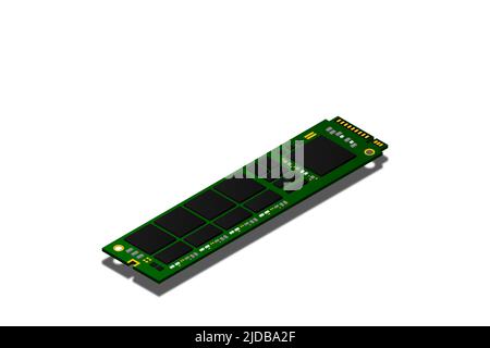 NVME Express M.2 memory realistic 3d isometric illustration, random ...
