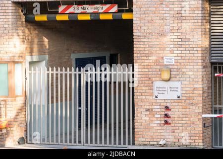Close up of Maximum max height restriction warning sign signage on ...