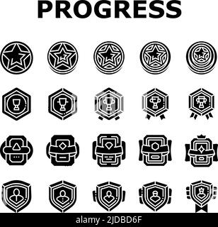 Game Progress Award And Medal Icons Set Vector Stock Vector Image & Art ...