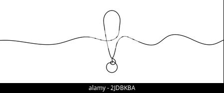 Exclamation mark linear background. One continuous line drawing of ...