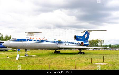 Tu 154 B2 aircraft airplane model set in the outdoor aviation museum ...
