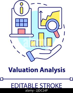 Business valuation concept illustration, linear icons, line signs set ...