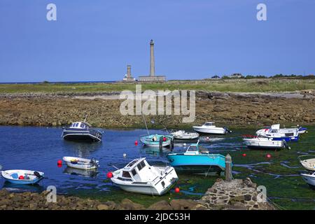 France, Manche. Gatteville, the lighthouse, the port, landscape of the ...