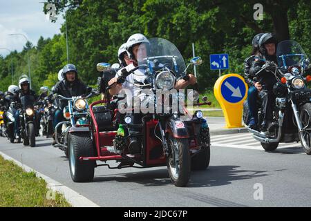 three-wheeled motorcycle in motorcycle rally parade in Varna city,Black ...