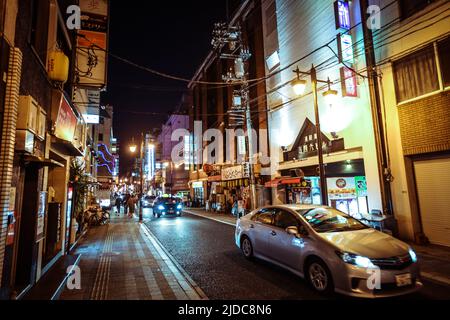 Himeji, Japan - January 14, 2020: Illuminated Himeji Street with the ...