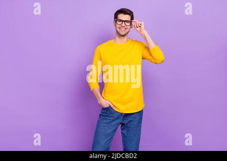 Photo of minded smart reliable professional guy marketer decide idea ...