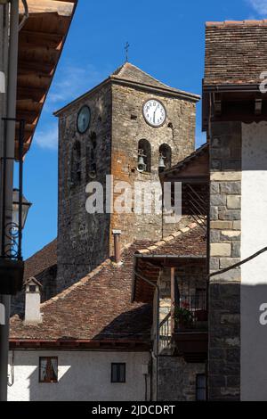 Old town of the beautiful village of Anso, Huesca, Spain. Pyrenees ...