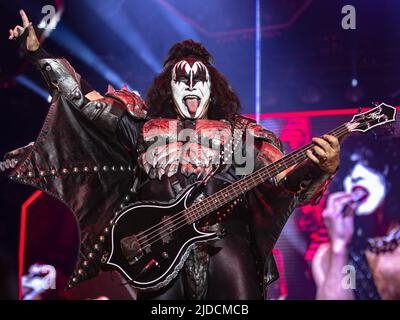 American rock band Kiss performing at Tele2 Arena in Stockholm, Sweden ...