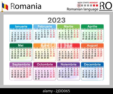 Romanian horizontal pocket calendar for 2023 (two thousand twenty three ...