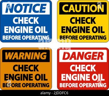 Check Oil Before Operating Label Sign On White Background Stock Vector ...