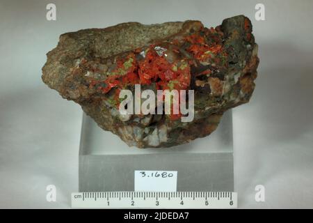 Crocoite. minerals. Asia; Russia; Urals, Yekaterinburg, Beresov Stock ...