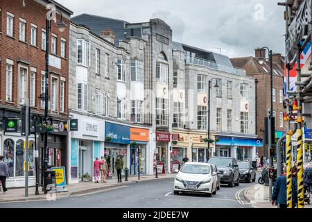 East Grinstead, June 9th 2022: Medieval buildings in the High Street ...