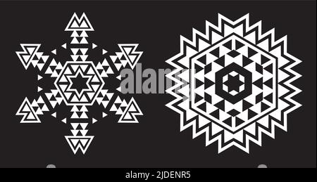 Ethnic Fractal Mandala Vector looks like Snowflake or Maya Aztec ...