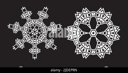Ethnic Fractal Mandala Vector looks like Snowflake or Maya Aztec ...