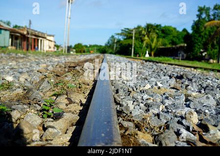 train traicks and station near limonar in cuba Stock Photo - Alamy