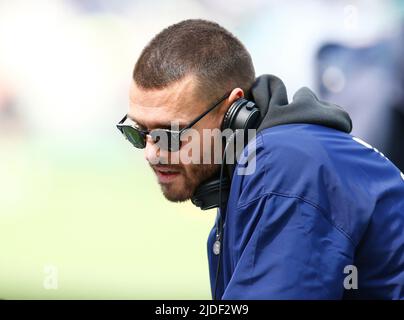 DJ Tony Perry before kick off during International Friendly between ...