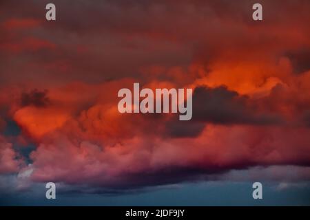 Magic pink sky in stormy weather at sunset, clouds weather Stock Photo ...