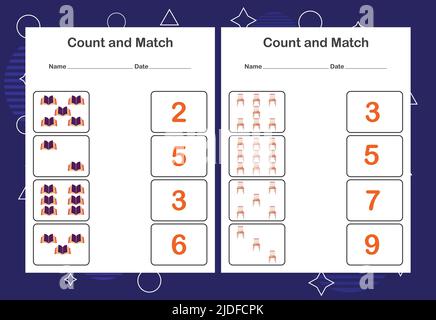 Count and match with the correct number. Matching education game. Count ...
