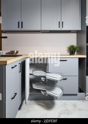 Promotional photograph of a kitchen using flash Stock Photo - Alamy