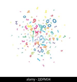 Falling colorful messy numbers. Math study concept with flying digits ...