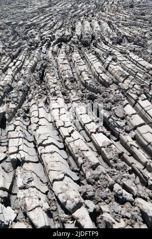 A texture and background of The fissures of the plowed and heated soil ...