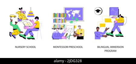 Language immersion school isolated cartoon vector illustration set ...