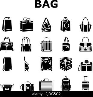 Bag For Carry Products And Goods Icons Set Vector Stock Vector Image ...