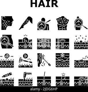 Ingrown Hair Problem Treatment Icons Set Vector Stock Vector Image ...