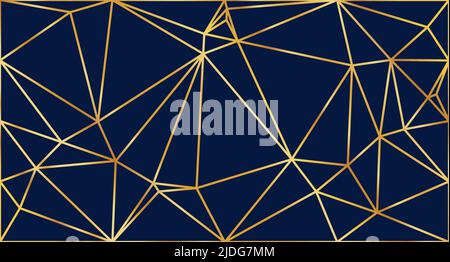 Abstract low poly with gold lines background illustration. Low poly ...