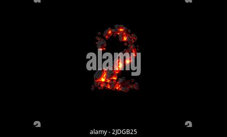 number 7 made of very hot burning rocks on black, isolated - object 3D ...