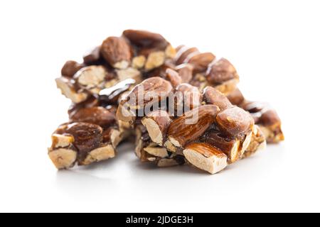 Sweet mini almond bars isolated on white background Stock Photo - Alamy